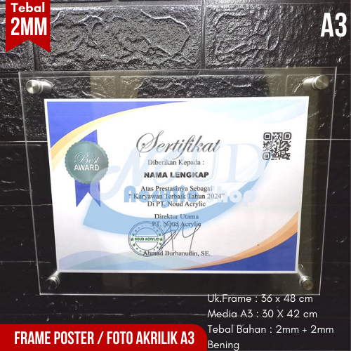 Jual Frame Akrilik A3 / Acrylic Frame / Frame Dinding / Frame Foto / Frame Poster Frame Foto ...