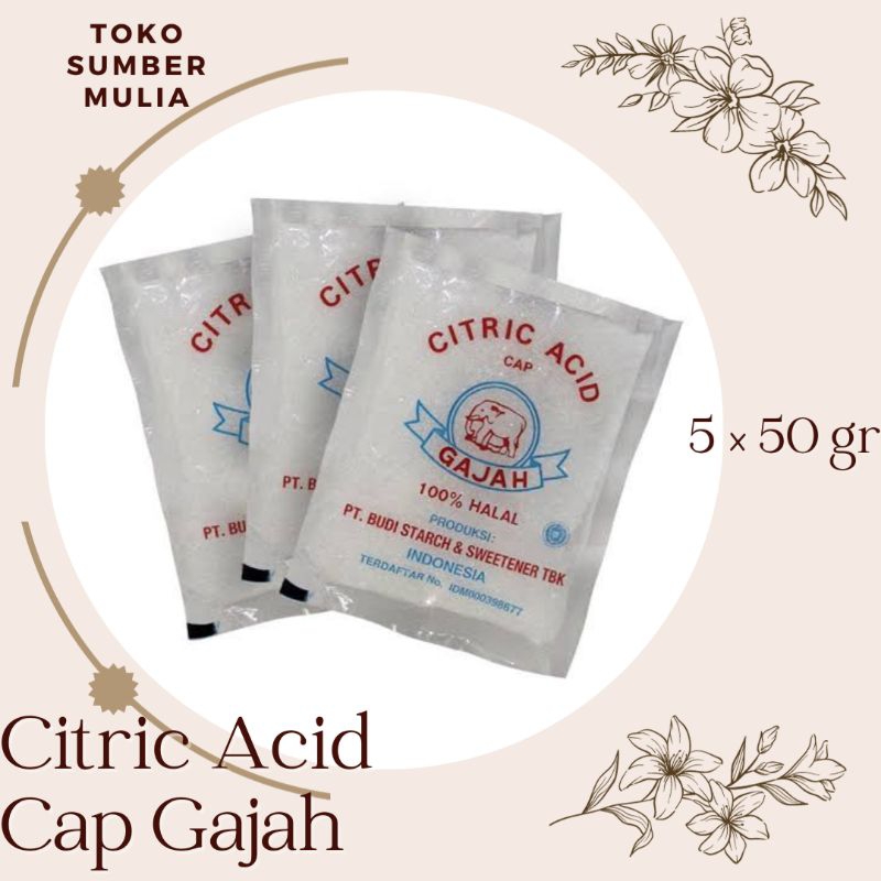 Jual Citric Acid Citrun Cap Gajah 50 gram Renceng | Shopee Indonesia
