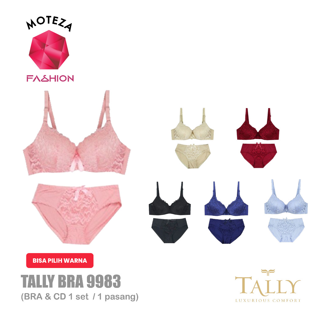 Jual Tally 9983 Bra BH Set CD Wanita | Busa Tipis Cup B | Kawat | Kait 3 | Size 34 - 38 | Shopee ...