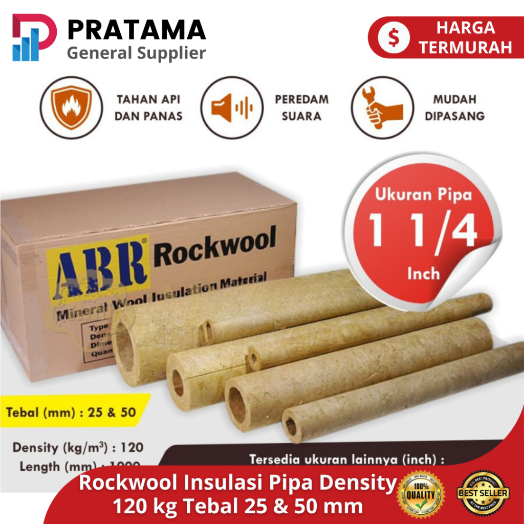 Jual Rockwool Pipa 1 1/4 Inch Density 120 kg - Insulasi Pipa Tebal 25 ...