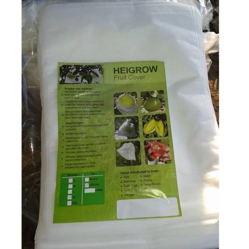 Jual (1 Pack Isi 100 Pcs) Heigrow Fruit Cover Uk. M 20x25 cm ...