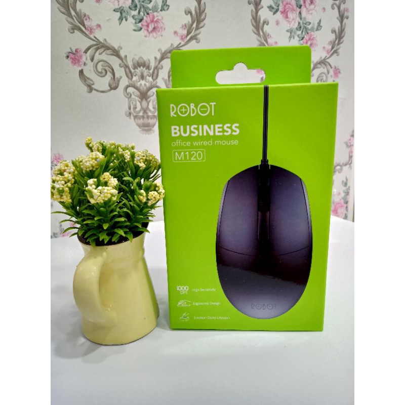 Jual Mouse Robot M120 Office Wired Mouse Black | Shopee Indonesia
