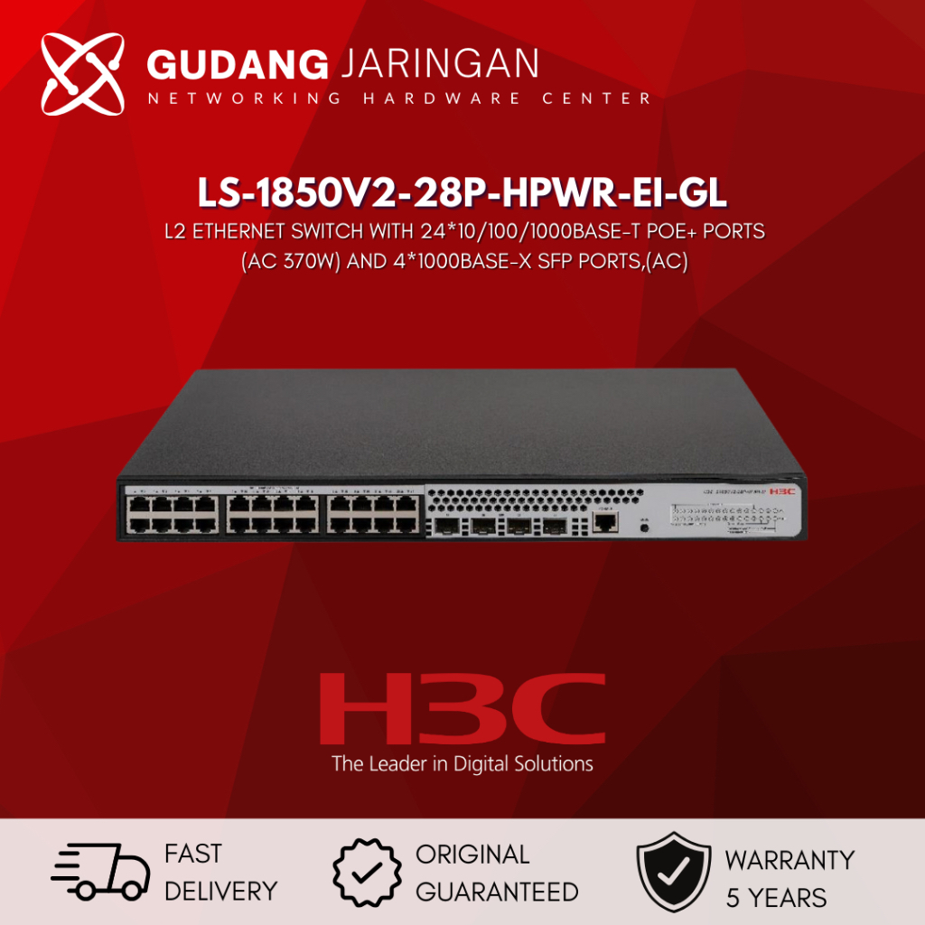 Jual H3C LS-1850v2-28P-HPWR-EI-GL 24 Gigabit 4SFP POE Manage L2 Switch ...