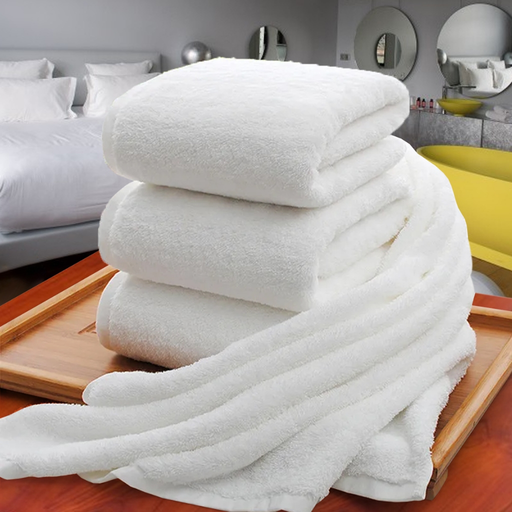 Jual Handuk Mandi Jumbo SIZE 70X140 Bath Towel Motif Putih Polos 400gr ...