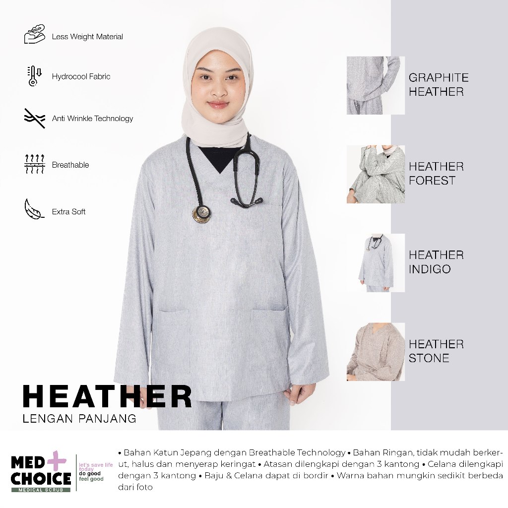 Jual Medchoice Doctor Scrub Heather Collection Lengan Panjang / Baju ...
