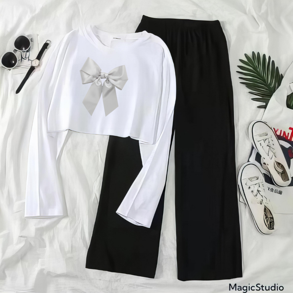 Jual Sedang Tren - Setelan Crop Modis Remaja Oversized Dan Celana ...