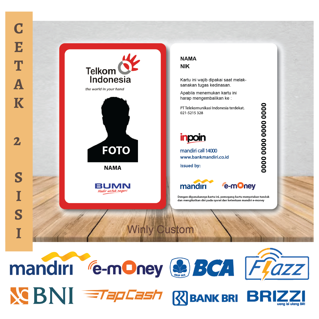 Jual KARTU E MONEY ID CARD TELKOM KARTU NAMA PEGAWAI EMONEY MANDIRI ...