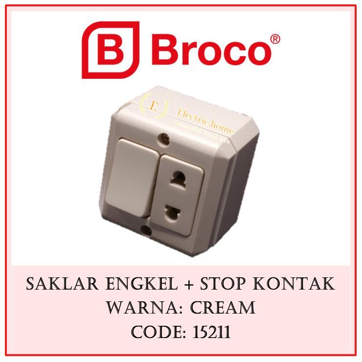 Jual BROCO Saklar Engkel + Stop Kontak OB Segi Cream - 15211 | Shopee Indonesia