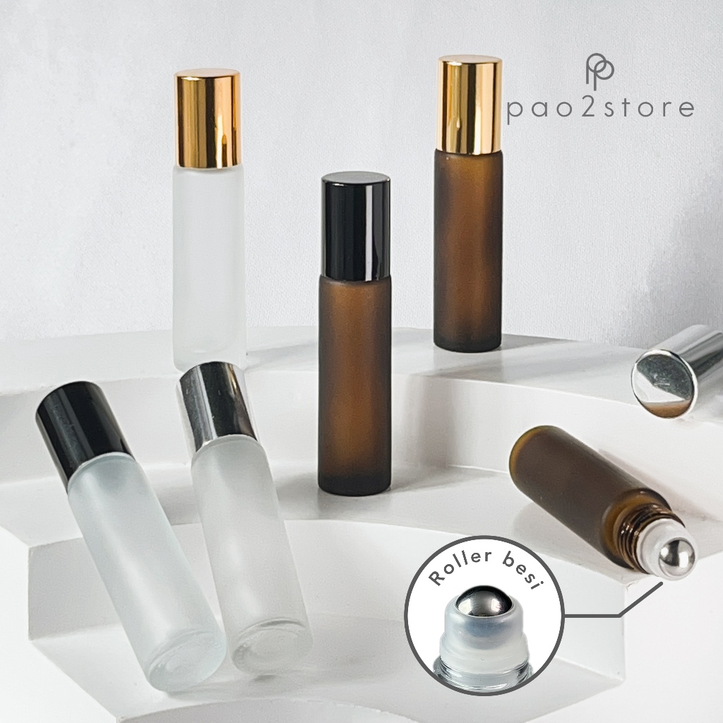 Jual Botol Roll On 10ml - Amber / Clear FROSTED - Kaca Tebal - Bola ...