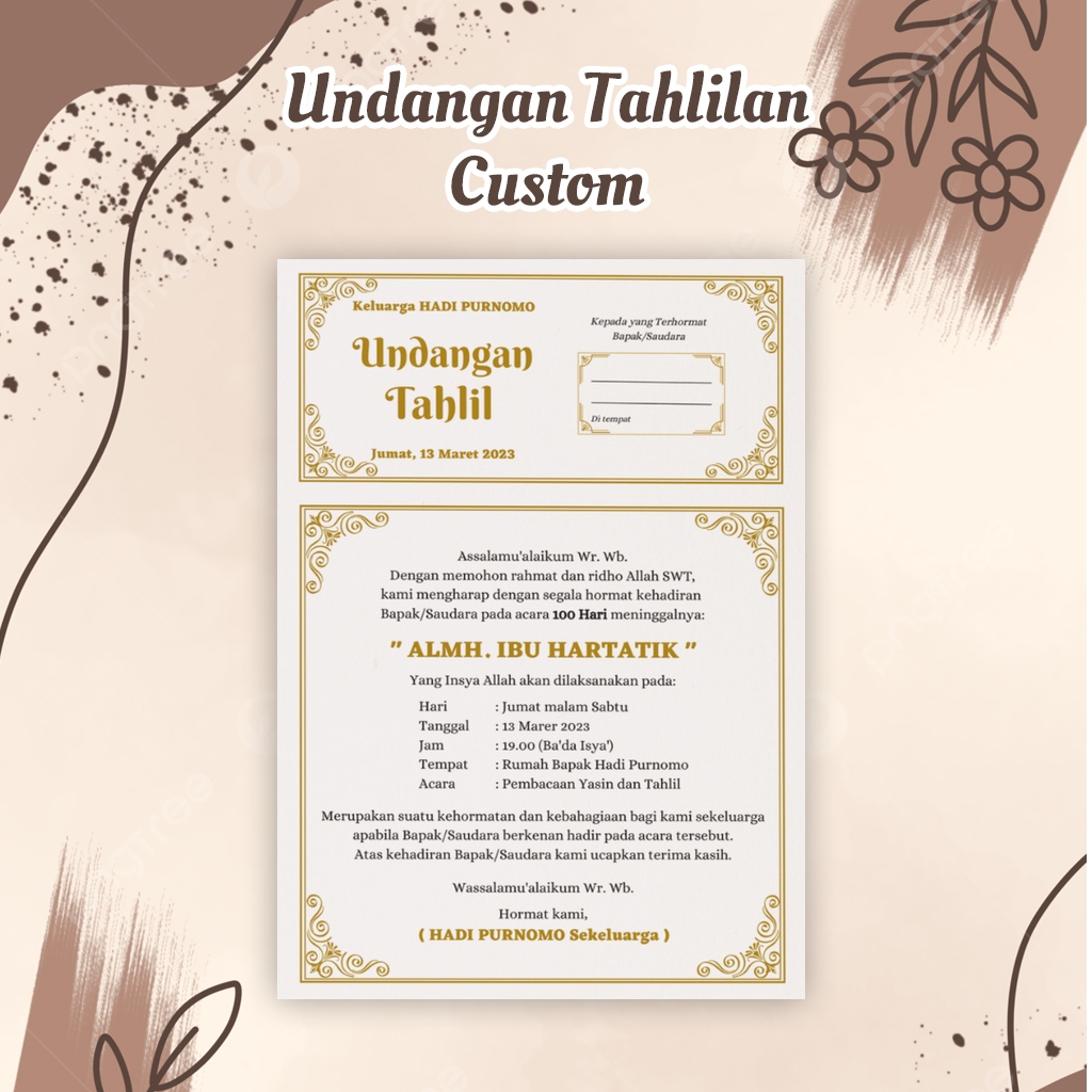 Jual Cetak Undangan Tahlil, Undangan Tahlilan, Undangan 40/100/1000 ...