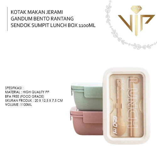 Jual VIP KOTAK MAKAN JERAMI GANDUM BENTO RANTANG SENDOK SUMPIT LUNCH ...