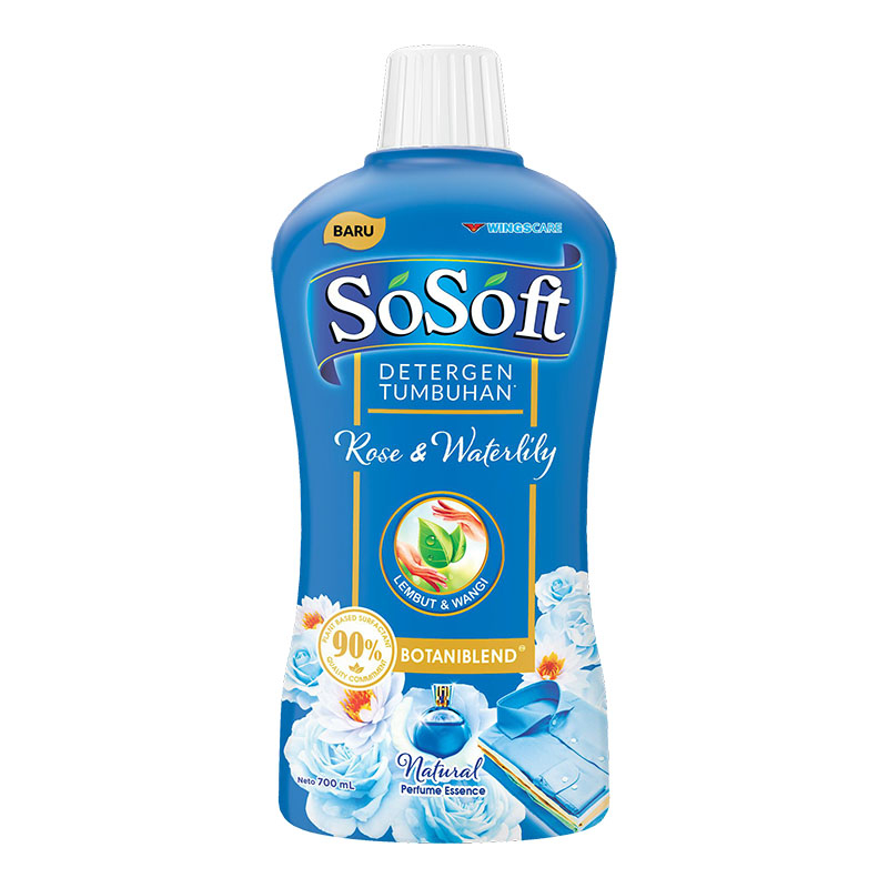 Jual SoSoft Deterjen Cair Konsentrat Tumbuhan Rose & Waterlily Botol 700 ml | Shopee Indonesia