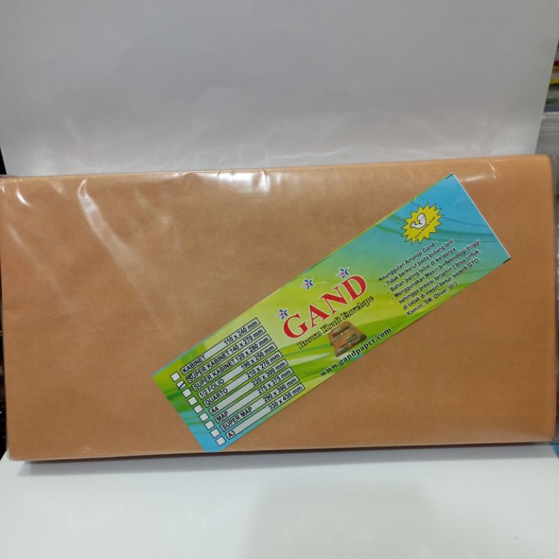 Jual AMPLOP COKLAT SUPER KABINET GAND 140x270mm ( isi 100 lembar ) / pack | Shopee Indonesia