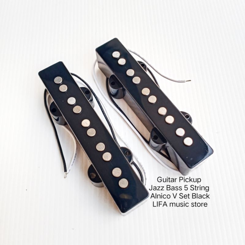Jual Pickup Guitar Jazz Bass Alnico 5 String Neck & Bridge Set Black ...