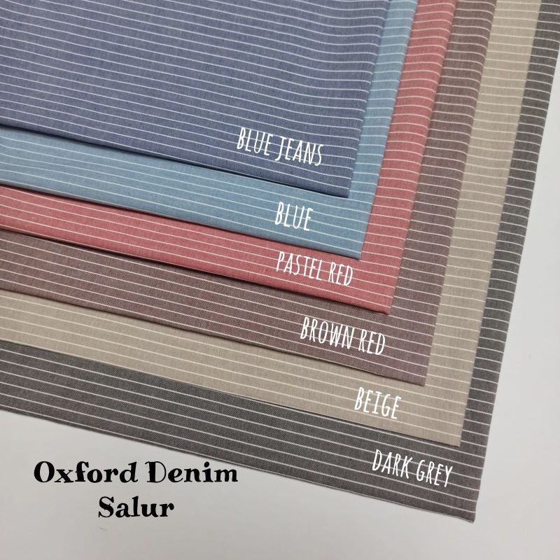 Jual (HARGA 0,5m) KAIN KATUN CHAMBRAY OXFORD DENIM SALUR / GARIS-GARIS ...