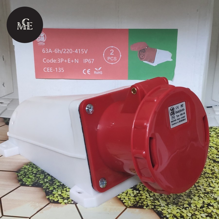 Jual Industrial Surface Socket 5 Pole 63 A CEE 135 5Pin Stop Kontak ...