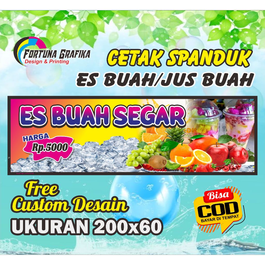 Jual Spanduk Es Buah Segar/banner Es Buah/Aneka Jus Buah | Shopee Indonesia