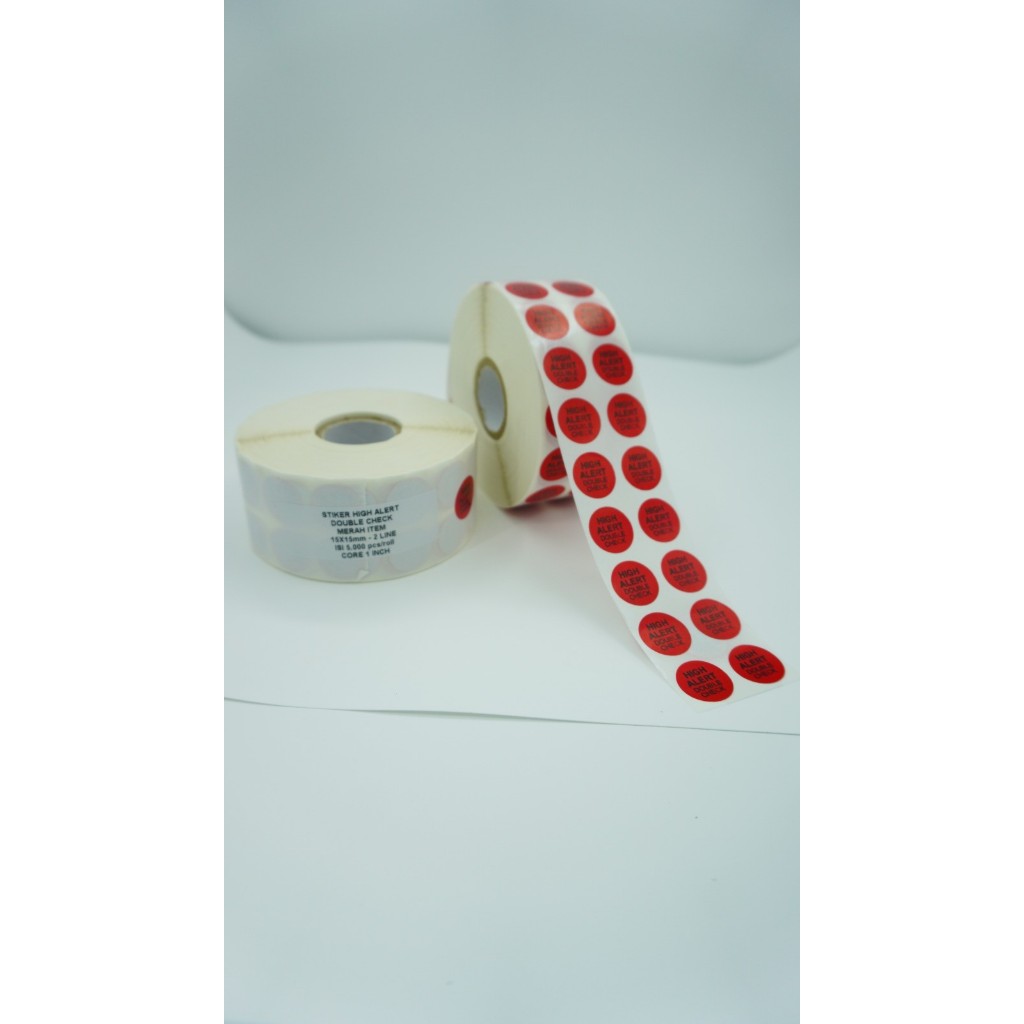 Jual STIKER HIGH ALERT DOUBLE CHECKED BULAT WARNA MERAH DIA 10/15/20 MM ...