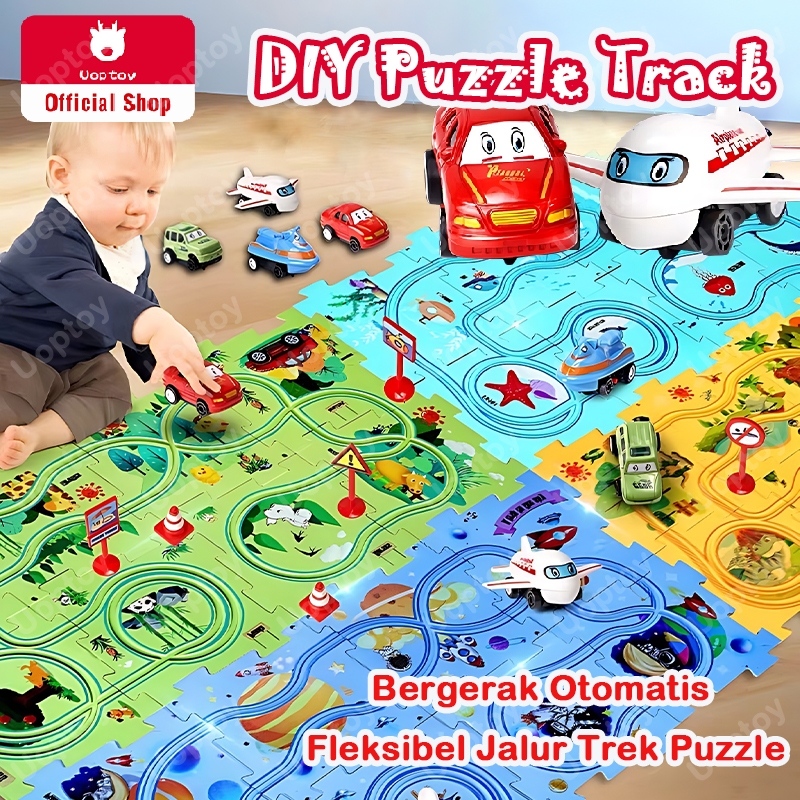 Jual Uoptoy Mainan puzzle Anak DIY puzzle track Mainan Mobil Elektrik ...