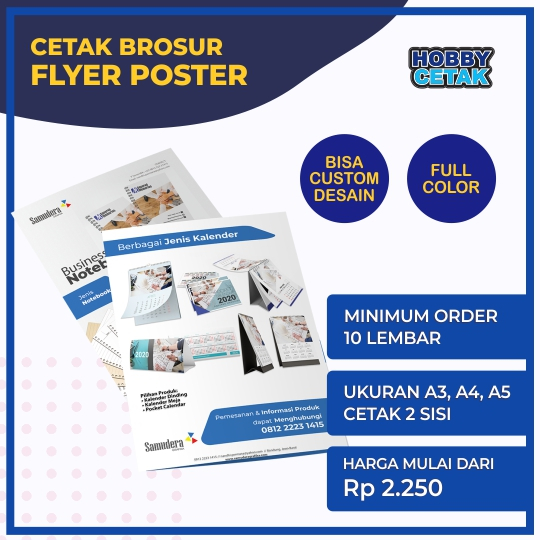 Jual Cetak Brosur Flyer Ukuran A3 A4 A5 Full Color Custom Desain 2 sisi ...