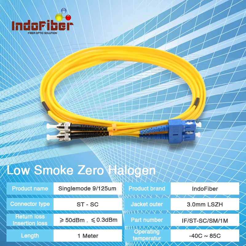Jual INDOFIBER patchcord fiber optic ST-SC 1 - 20 meter singlemode 9 ...