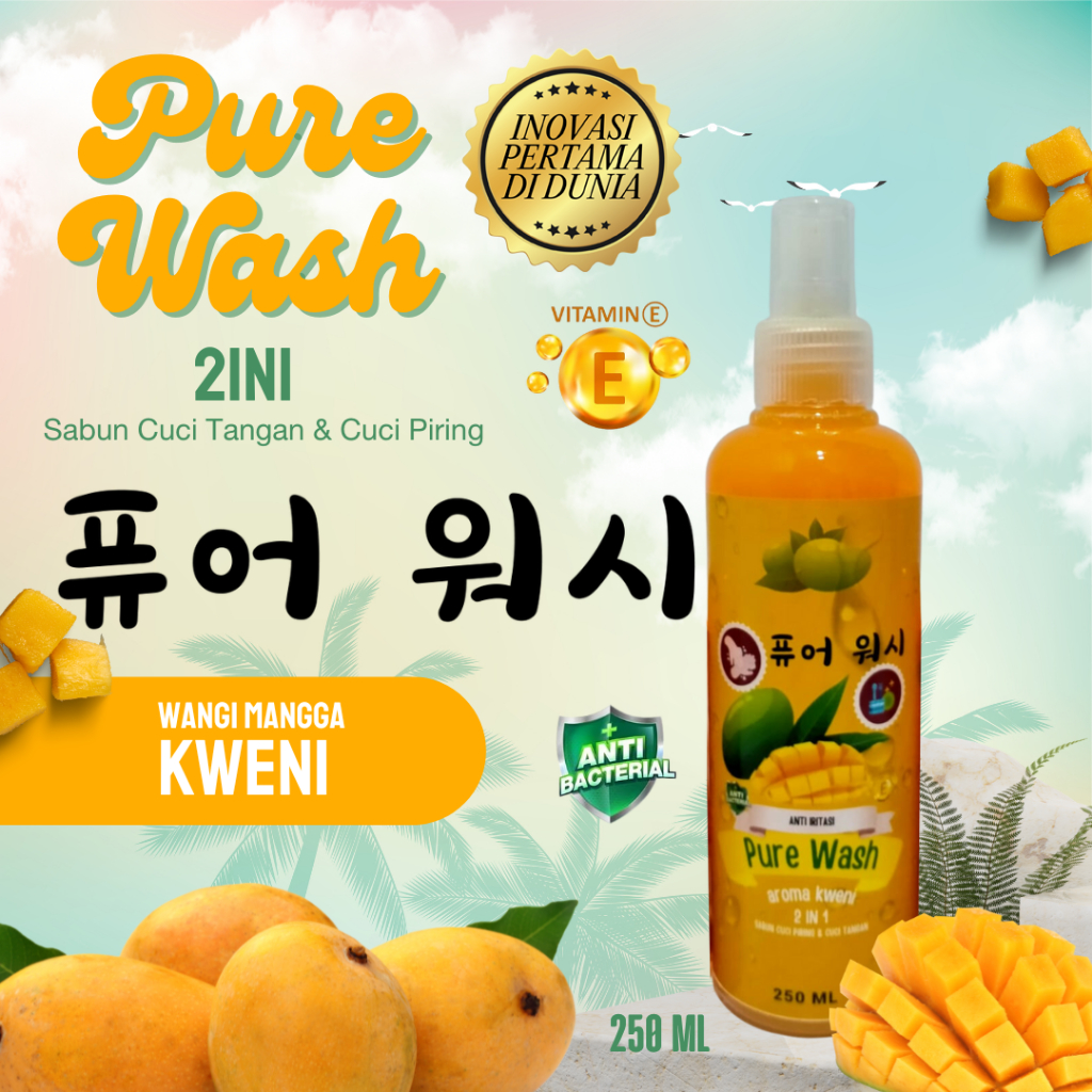 Jual Sabun Cuci Tangan Dan Cuci Peralatan Makan Spray Pure Wash 2in1 Aroma Kweni 250 ML | Shopee ...