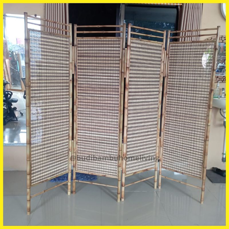 Jual Partisi Sketsel Bambu 4 pintu Slintru Bambu 2meter | Shopee Indonesia