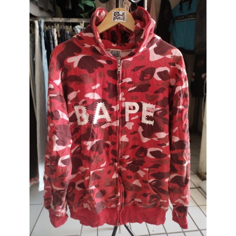 Jual BAPE red Camo crystal zipper, vintage | Shopee Indonesia