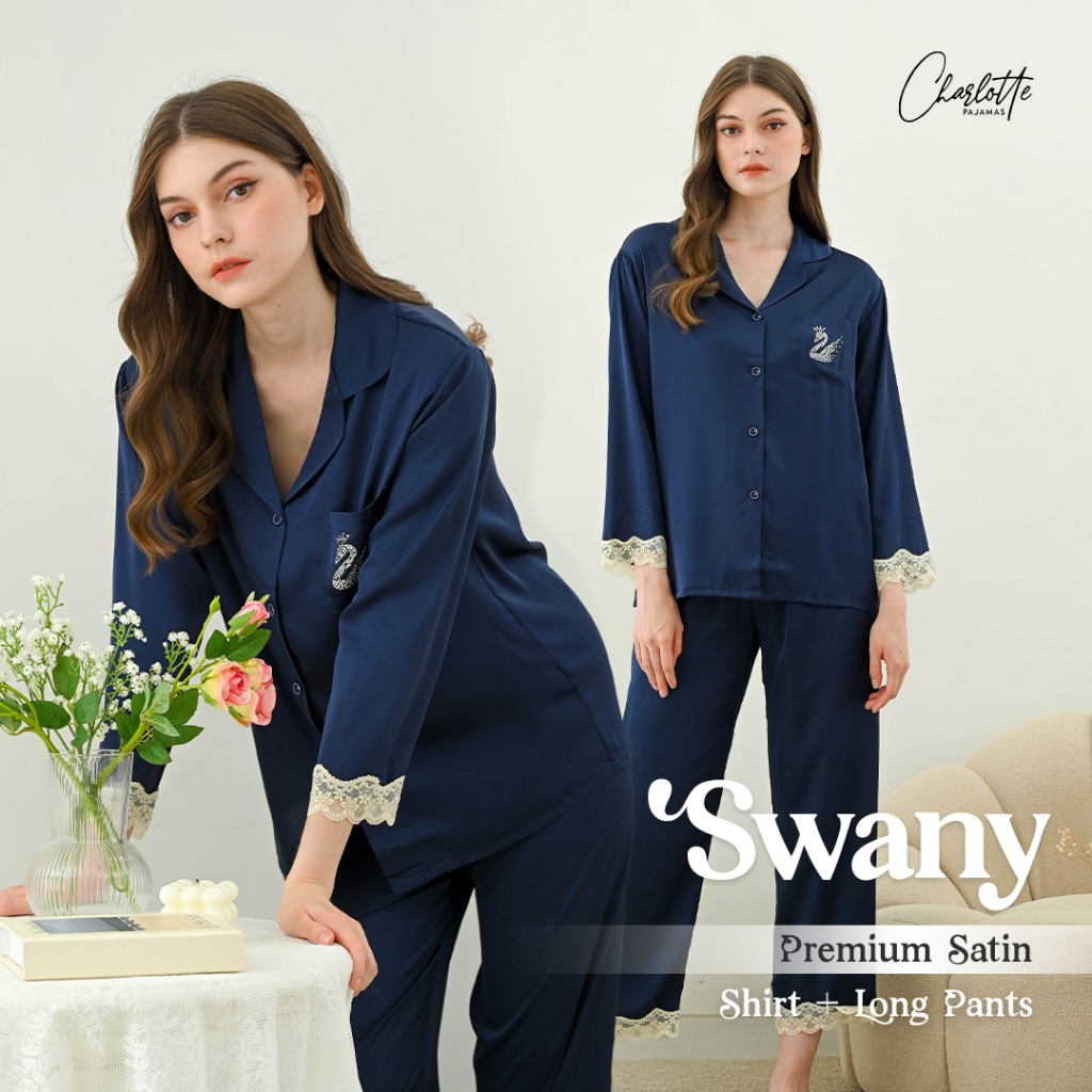 Jual Charlotte Swany Set Piyama Baju Tidur Seserahan Satin Premium