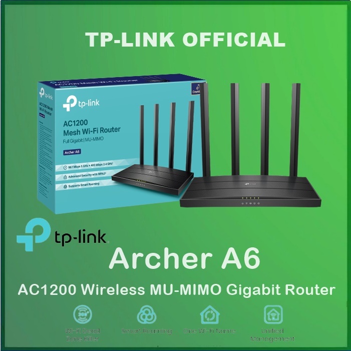 Jual TP-Link Archer A6 AC1200 Wireless MU-MIMO Gigabit Router | Shopee ...
