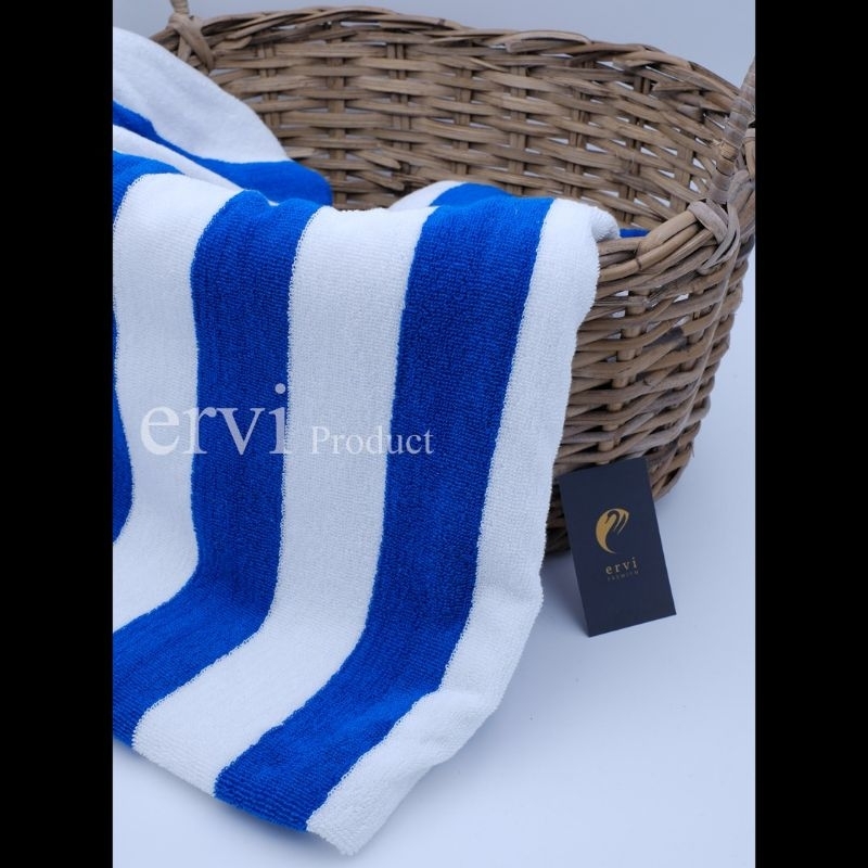 Jual HANDUK KOLAM RENANG GARIS Pool Towel Stripe WHITE DARK BLUE ...