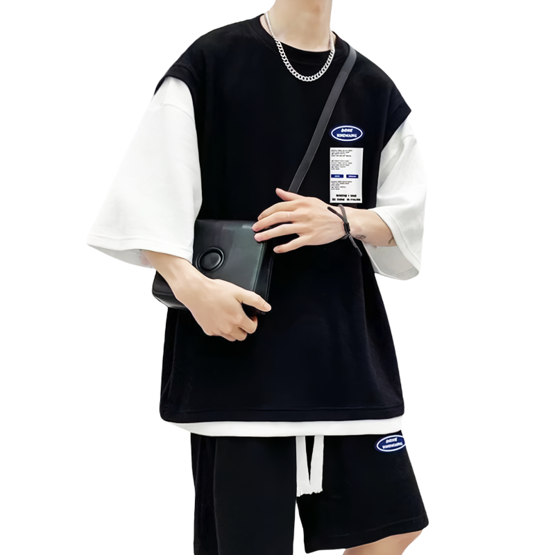 Jual Ssmy TZ08 Setelan One Set Dua Lapis Pria Celana+Baju Atasan Kaos ...