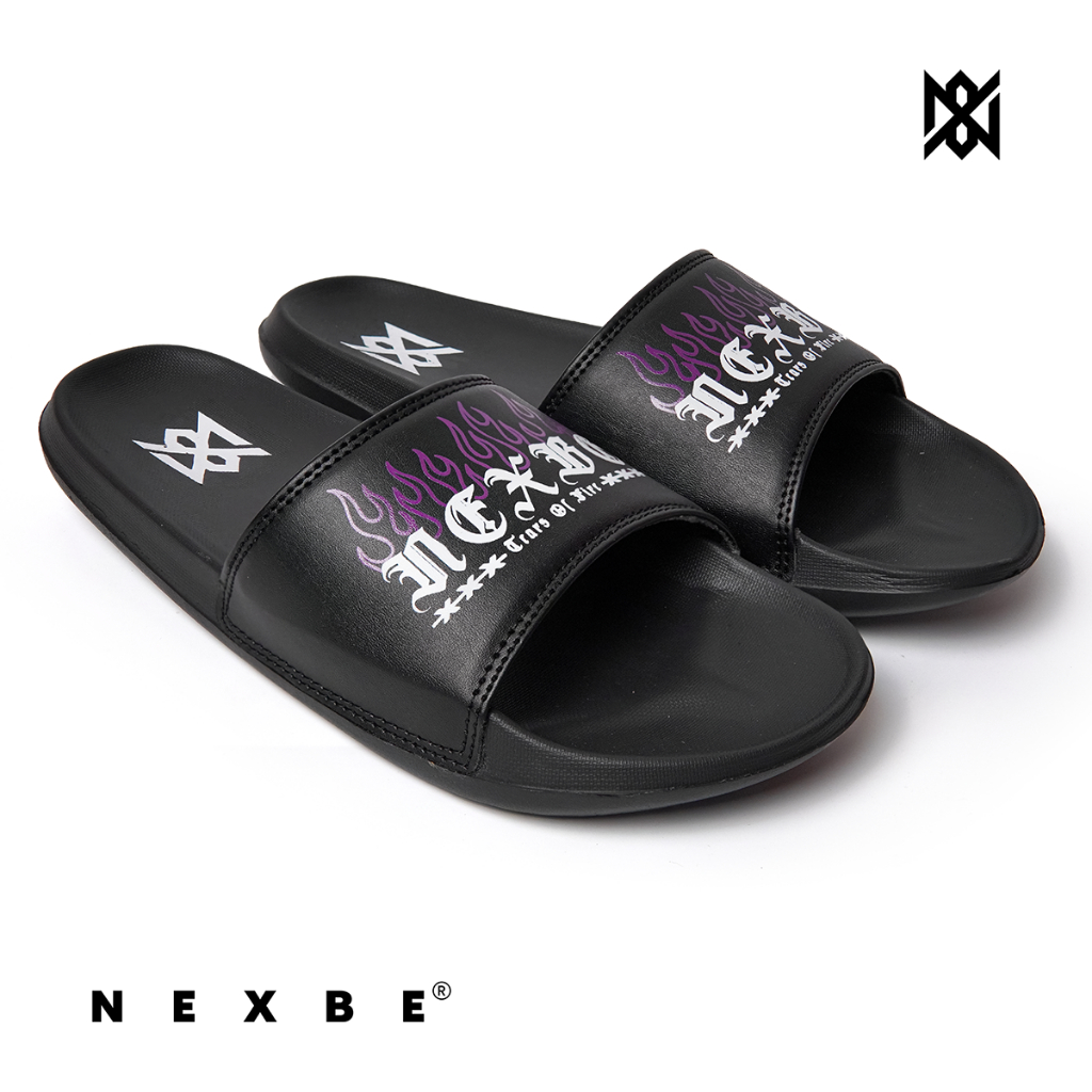 Jual Nexbe - Sendal Slip On Fire Purple Hitam | Shopee Indonesia