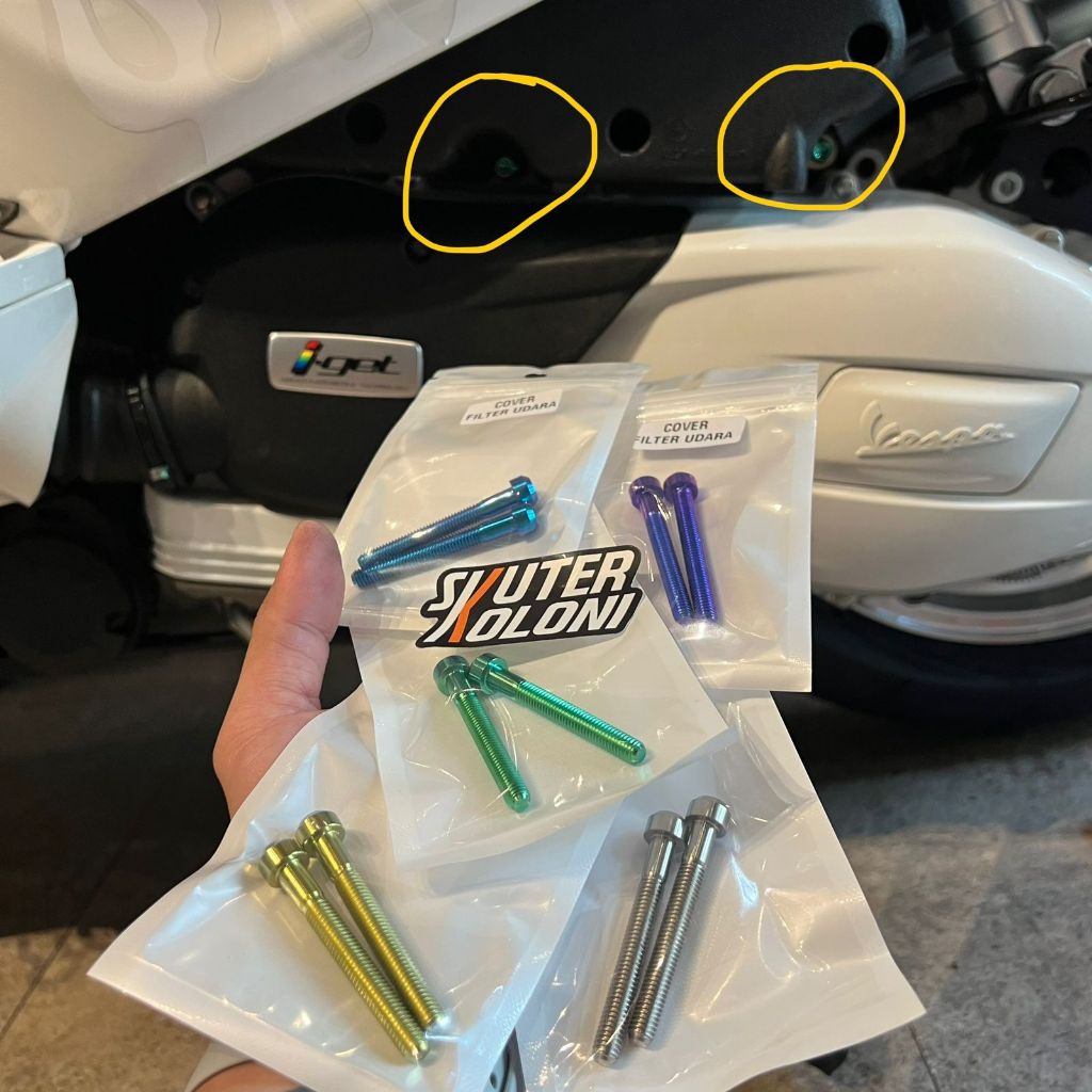 Jual Titanium Bolt Baut Cover Box Filter Udara Vespa LX S Sprint ...