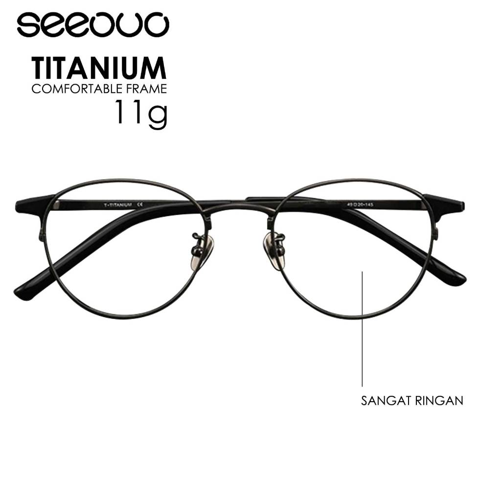Jual Seeouo Frame Kacamata Model Bulat Retro Classic Titanium Ringan Kokoh Pria Wanita Bisa ...