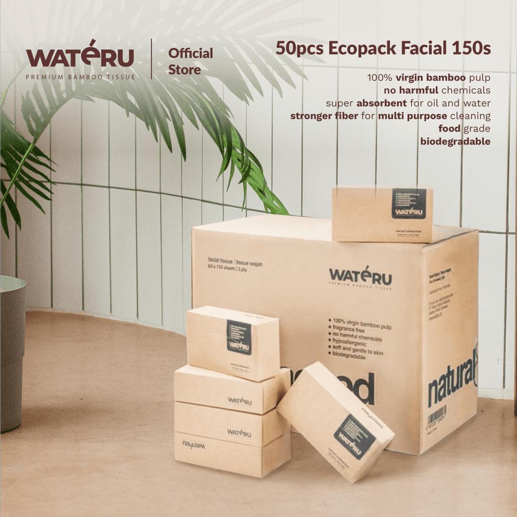 Jual Wateru bamboo tissue Karton Pack Facial Tissue 150s (50 pcs ...