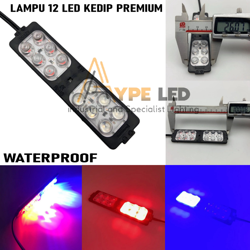Jual Lampu LED 12 Kedip Dashboard Lampu Touring Mata 2 slide Warna DC ...