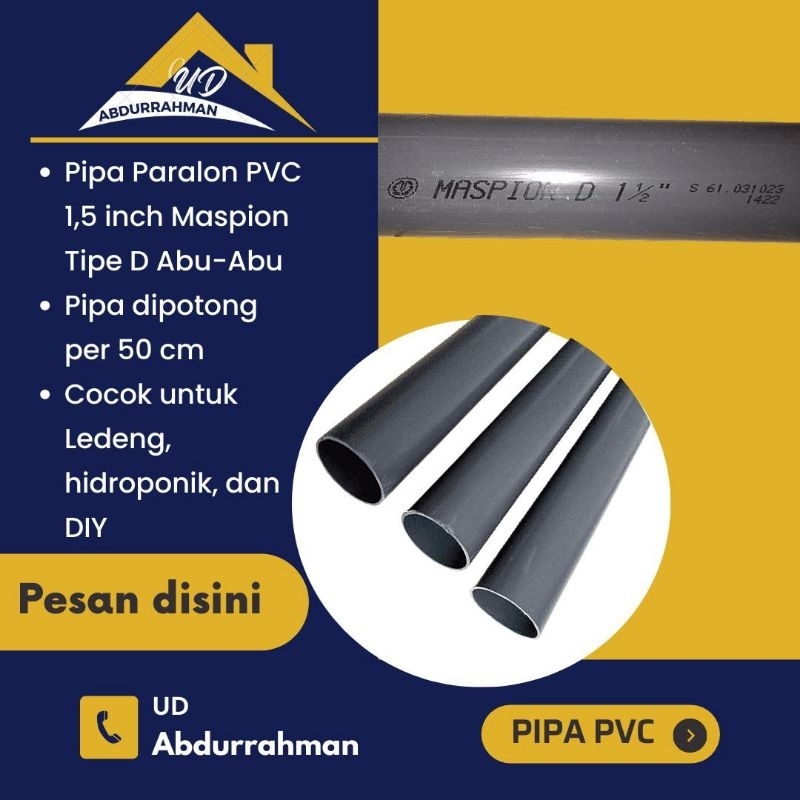 Jual Pipa Paralon PVC 1,5 inch Maspion Tipe D Abu-Abu | Shopee Indonesia