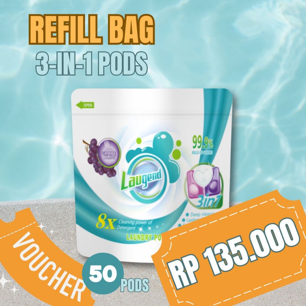 Jual 15-day pre-order [LAUGEND] 3in1 Laundry Pods 1 Pack | Deterjen Kapsul 3in1 | Isi Ulang ...