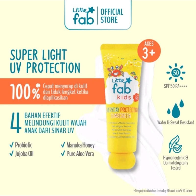Jual Little Fab Everyday Protection Sunscreen SPF 50 PA ++++ Sunscreen ...