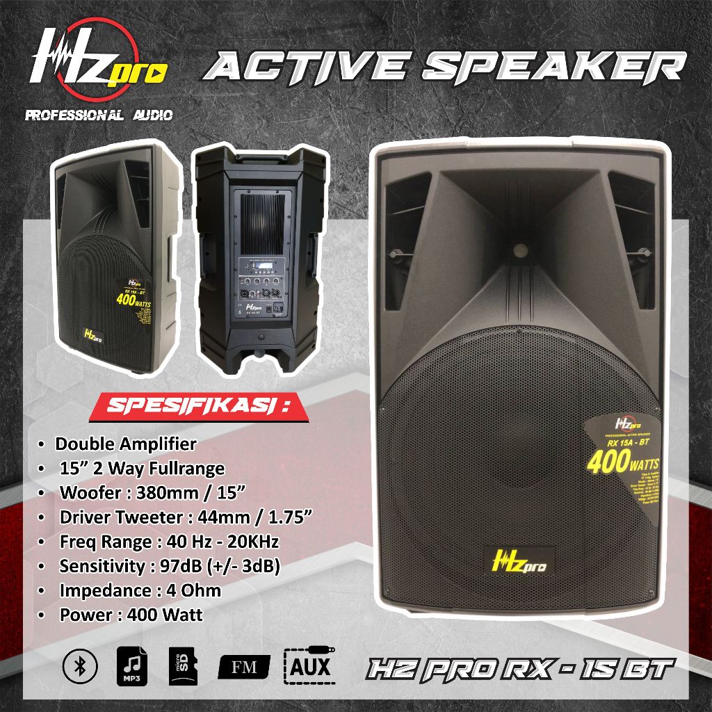 Jual SPEAKER AKTIF HZ PRO RX 15 BT ORIGINAL (400WATT) | Shopee Indonesia