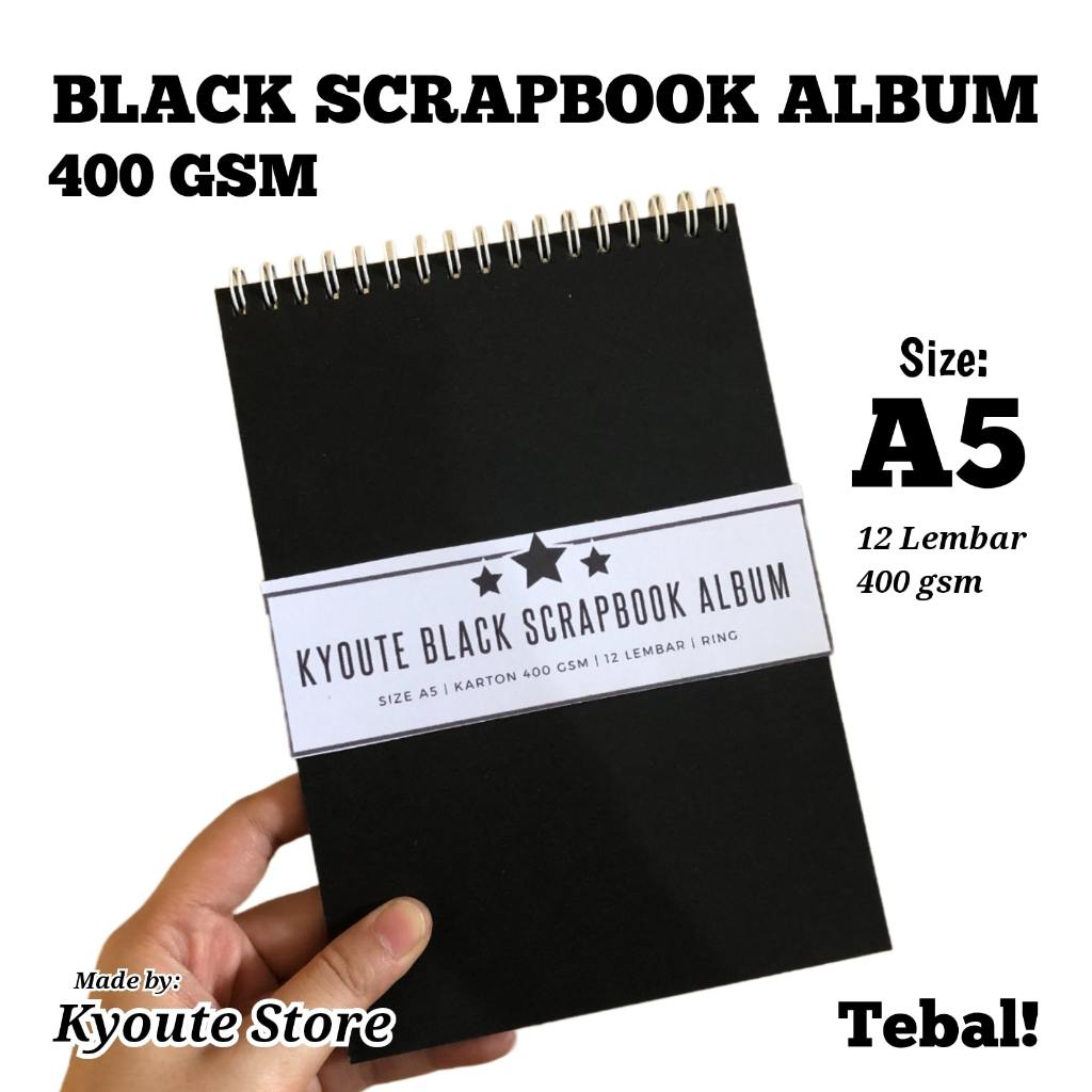 Jual Black Scrapbook Album Size A5 Kyoute Journal Foto DIY Klasik Tebal ...