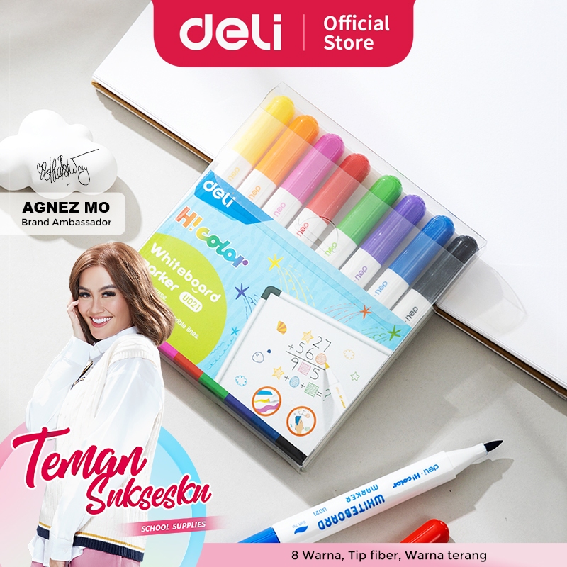 Jual Deli Spidol Papan Tulis Warna / Color Whiteboard Marker 8 Warna EU021 | Shopee Indonesia