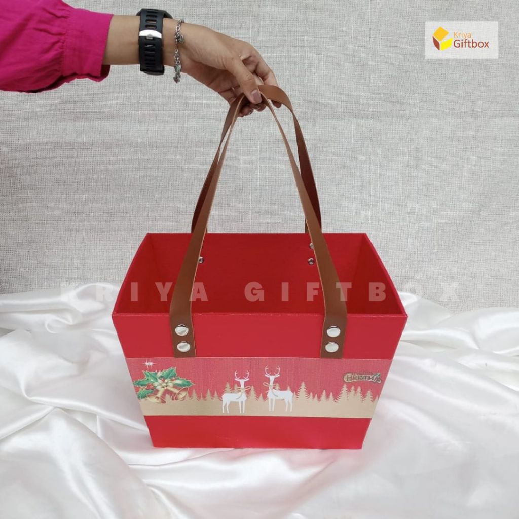 Jual Keranjang Parcel Natal | Keranjang Hampers Jinjing Warna Merah ...