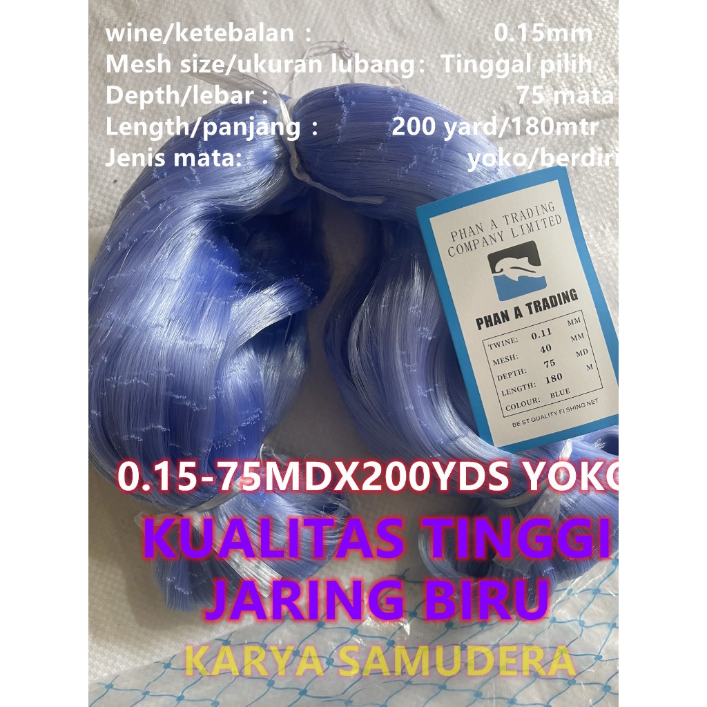 Jual Jaring BIRU PANJANG180MTR senar atau jaring burung jaring ikan 0 ...