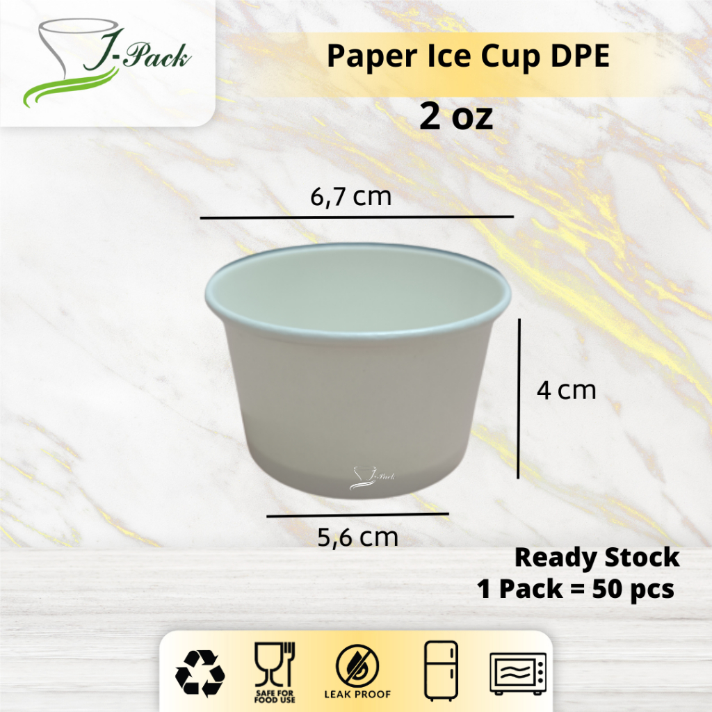Jual PAPER ICE CREAM CUP POLOS | GELAS KERTAS 2 OZ (60ml) - per 50 pcs ...