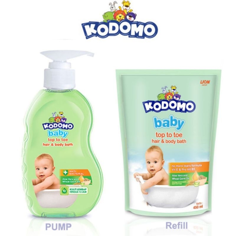 Jual Kodomo Top To Toe Hair & Body Bath 450ml 400ml Pump 200ml - KodomoBodyWash - Body Wash ...