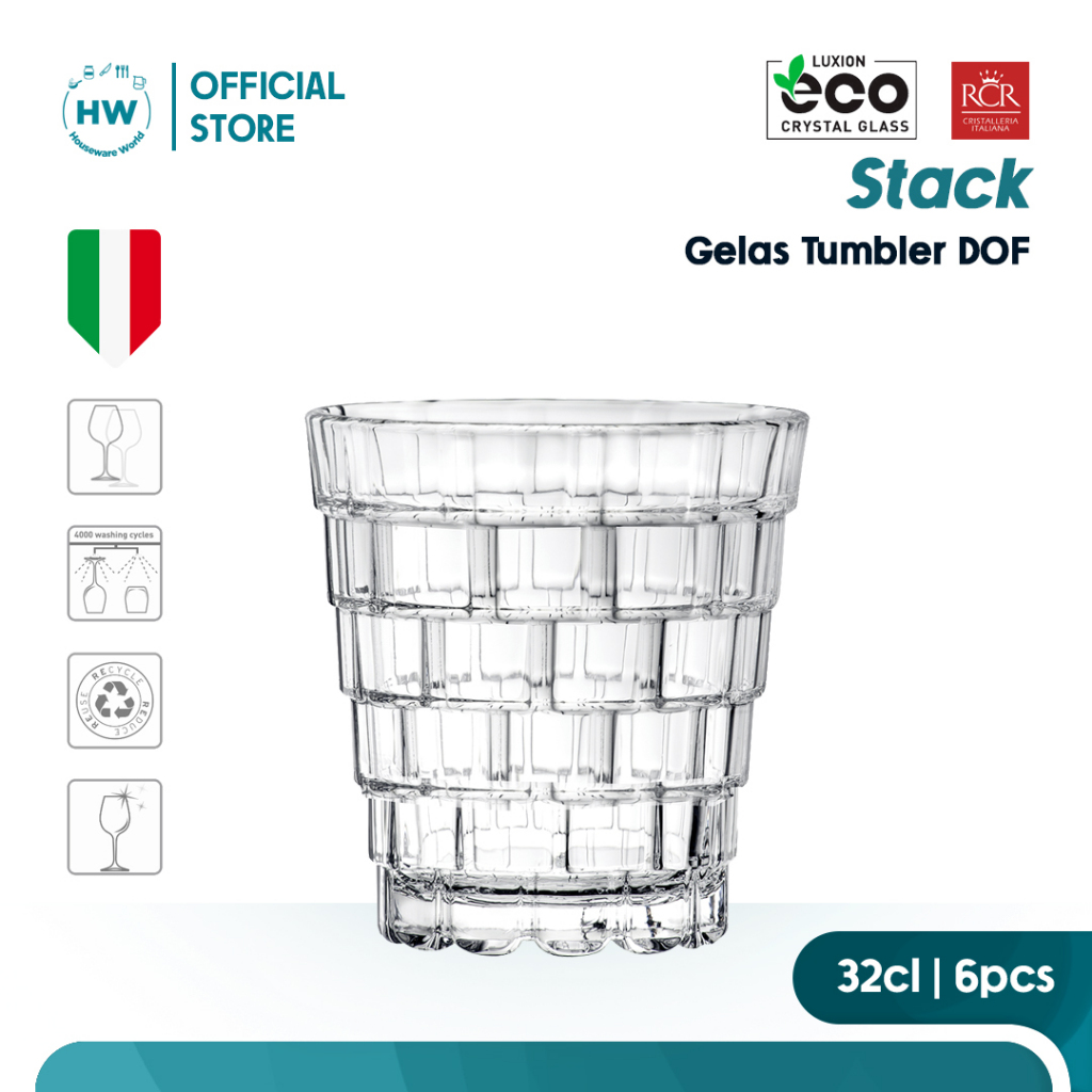Jual RCR Crystal Glass/Gelas Kaca Kristal Set 6 Pcs DOF Stack 32cl ...