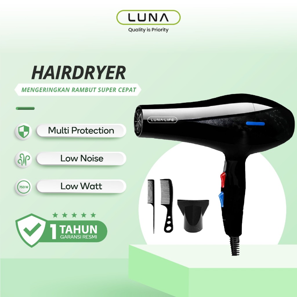 Jual Luna Hair Dryer 750W Pengering Rambut Termurah Daya tinggi Garansi ...