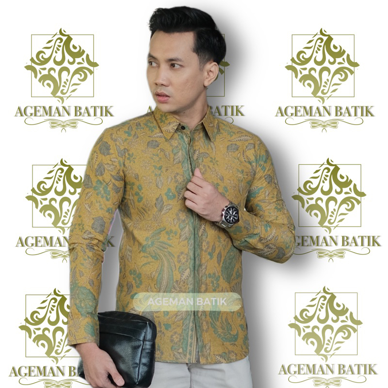 Jual Kemeja batik lengan panjang motif Kemuning Bahan katun premium ...